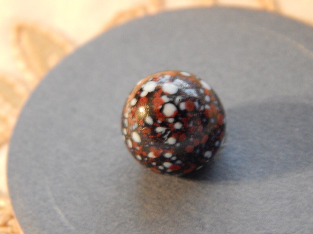Ball Shaped Button With Pigtail Shank Black, Red and White Glass - Etsy