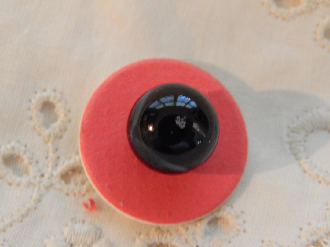 Black Glass Ball Button With White Center Dot and a Ribbon of White ...