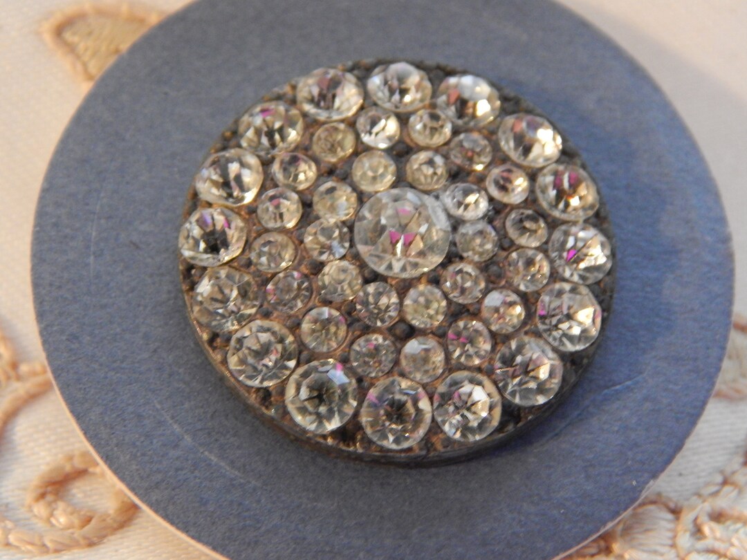 Antique Button With Circles of Different Sized Clear Paste Stones - Etsy