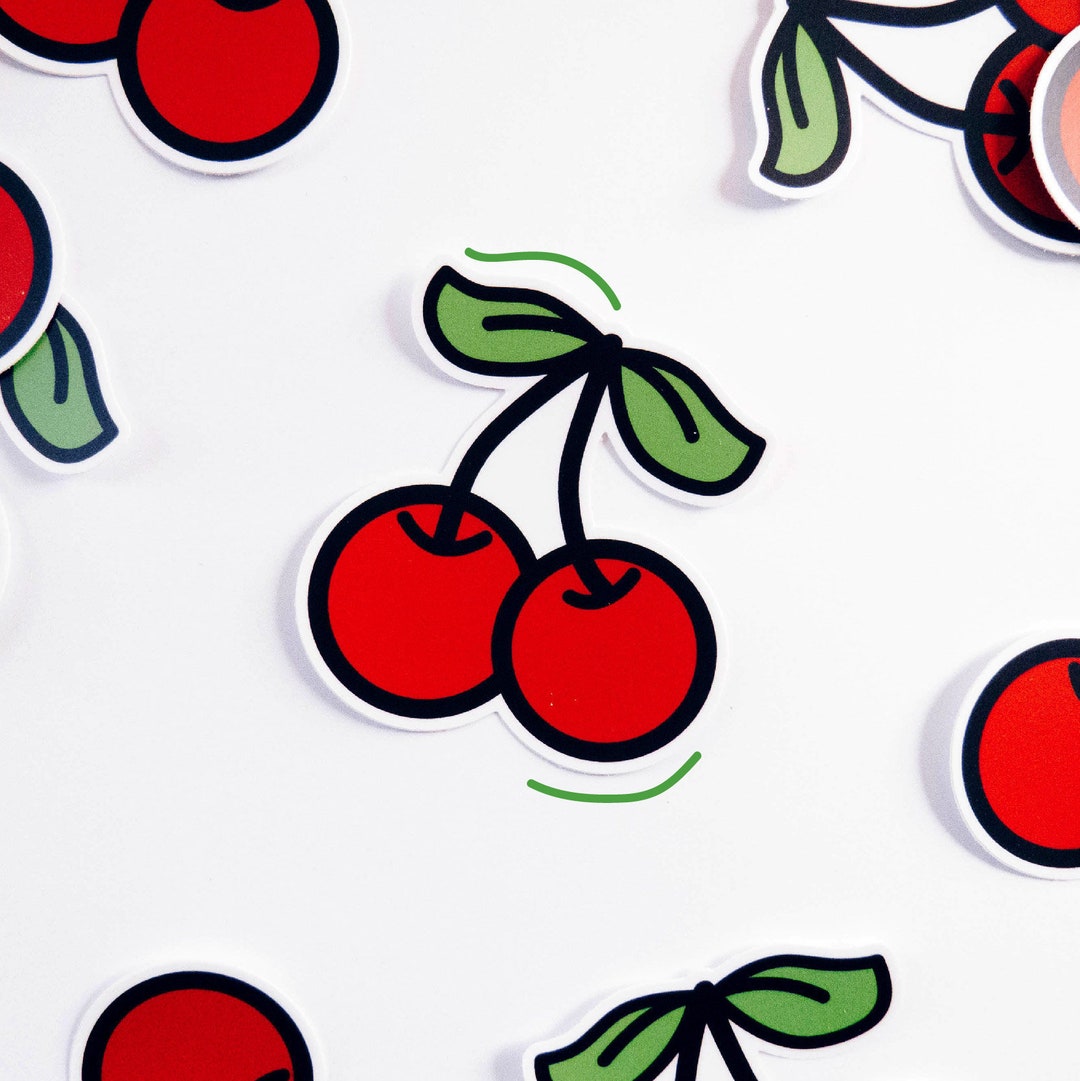 Cherries Vinyl Bumper Sticker | Fruit Cherry Red Fruity Stickers - Etsy