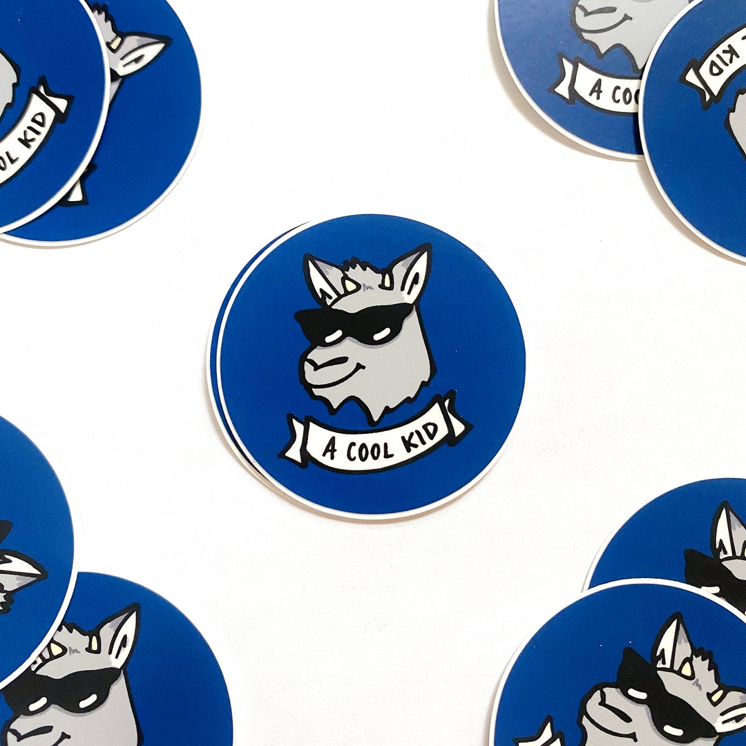 Cool Kid 2" Cow Circle Vinyl Stickers ~ Goat Sticker Blue Goats Farm ...