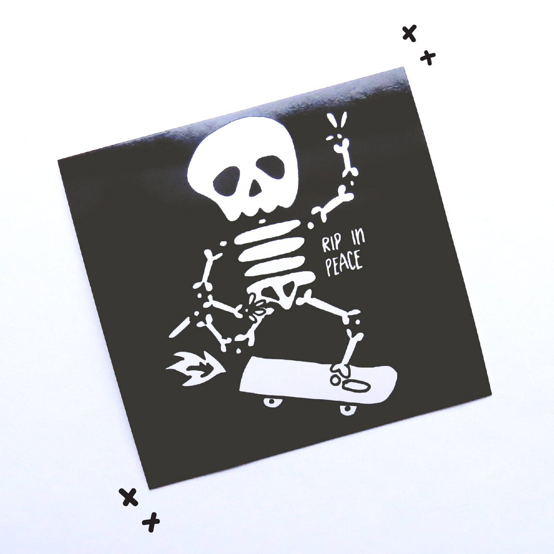 Rip in Peace Vinyl Bumper Sticker 2.75" Skeleton Skateboarding - Etsy