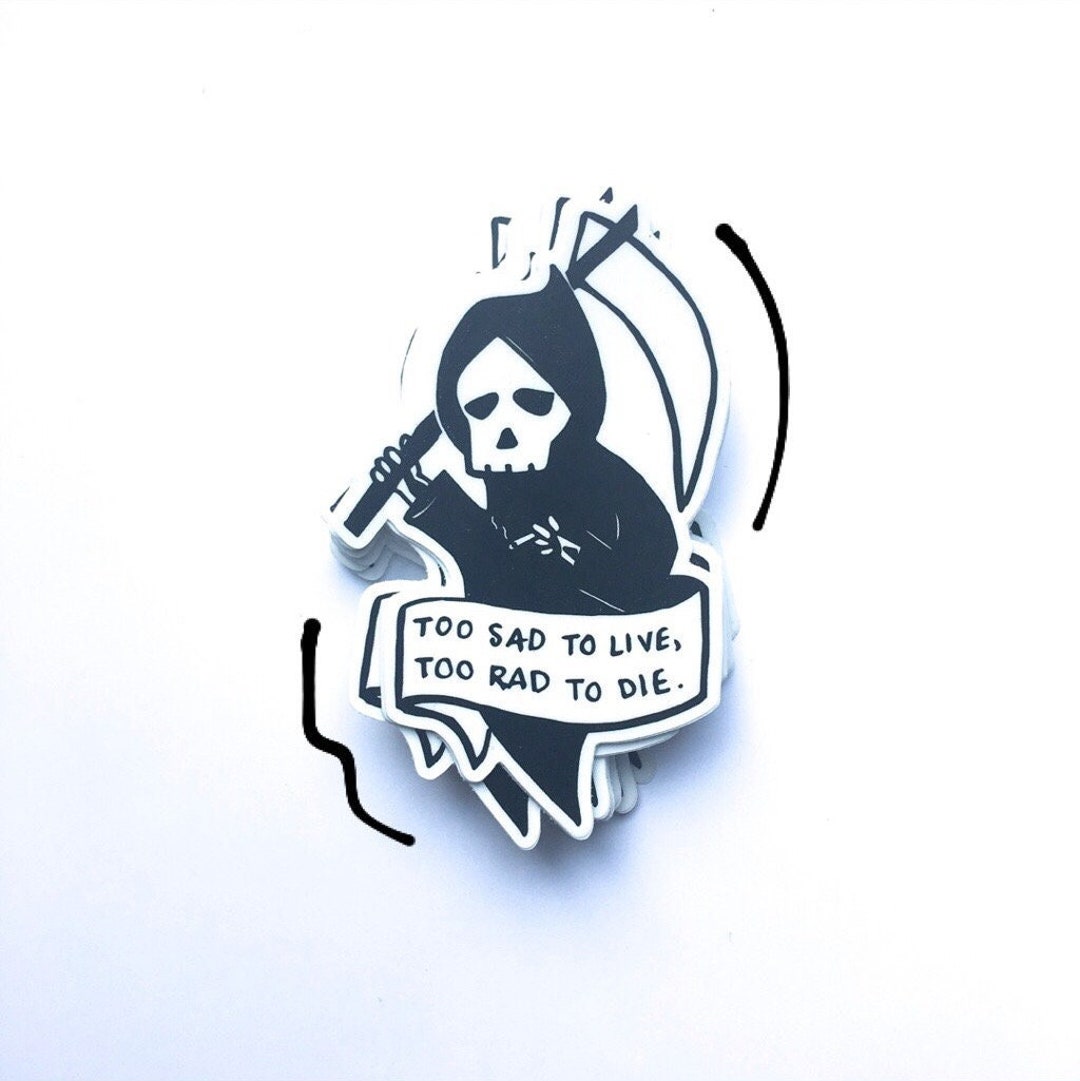 Grim Reaper Vinyl Sticker, Emo Spooky Waterproof Decal - Etsy