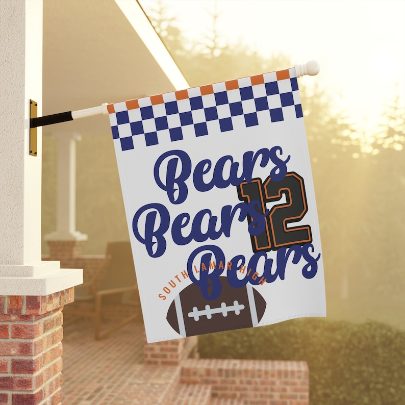 CUSTOM Football Flag Mascot High School and Player Number, Senior ...