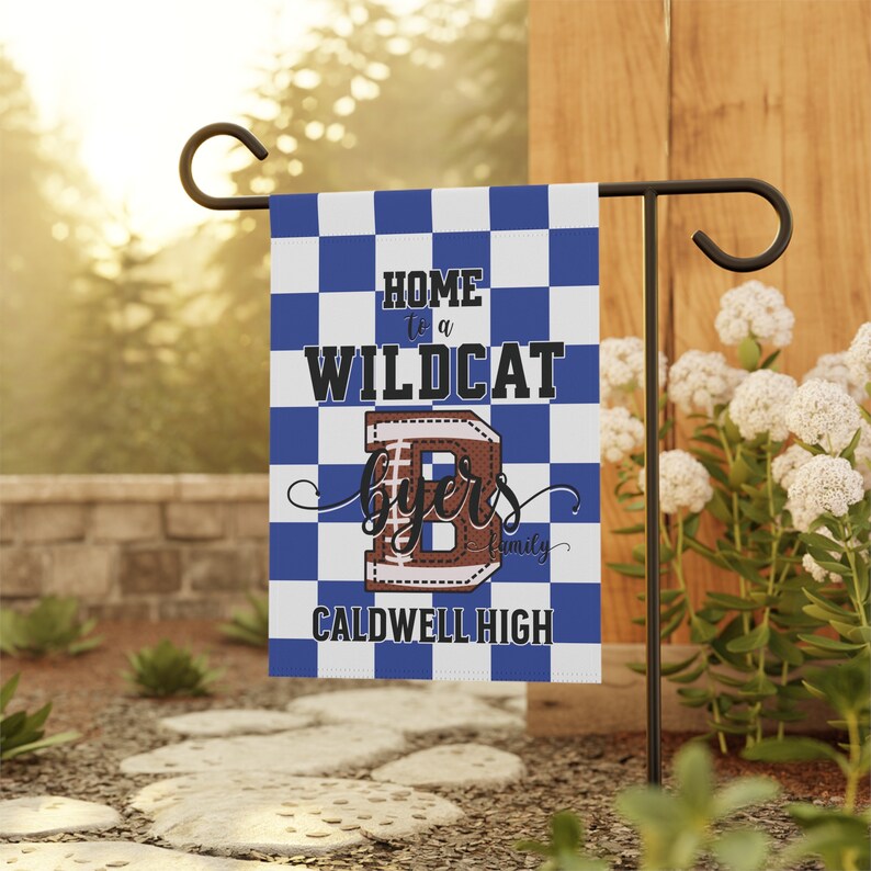 CUSTOM Football Mascot High School Flag Checkerboard Team Color ...