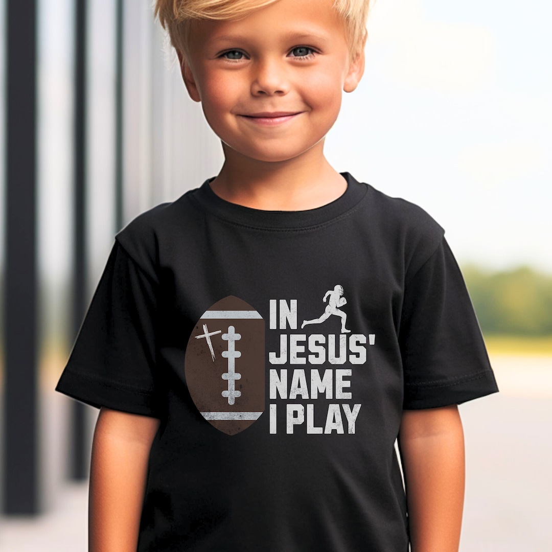 Football Player Gift Jesus Loves Me Shirt, in Jesus Name I Play ...