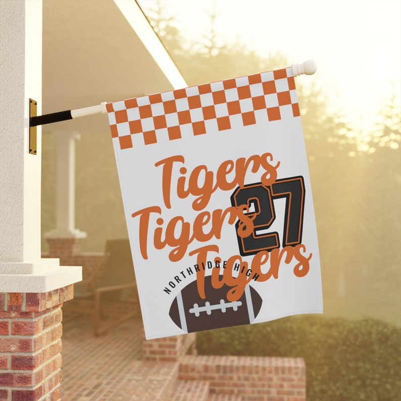 CUSTOM Football Flag Mascot High School and Player Number, Senior ...
