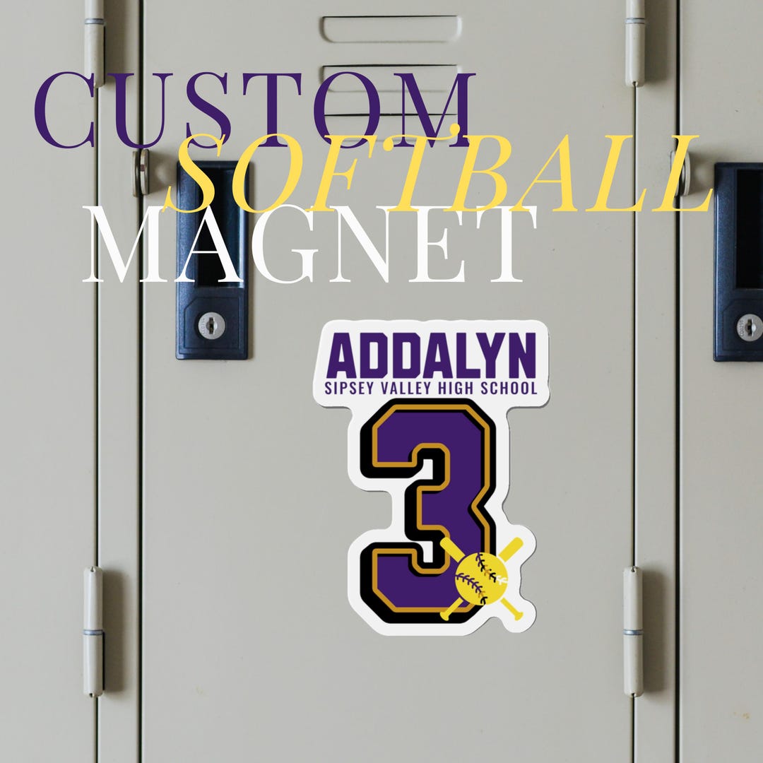 Personalized Softball Locker Magnet Custom Jersey Number Decoration ...