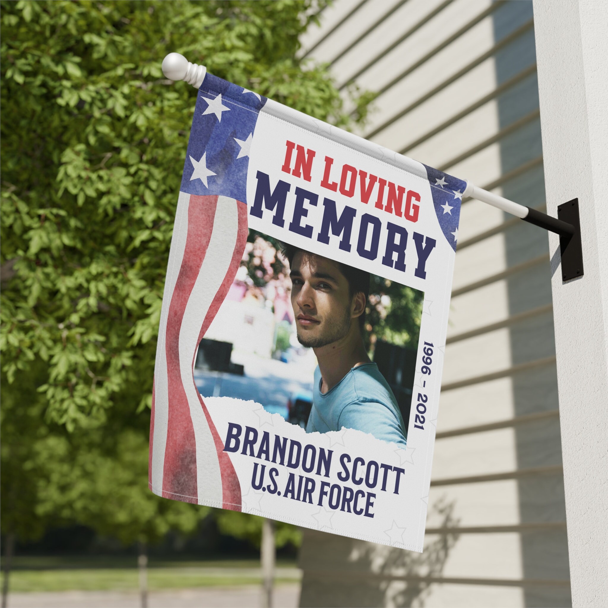 Personalized Photo Memorial Cemetery Flag for Veteran Custom Name and ...