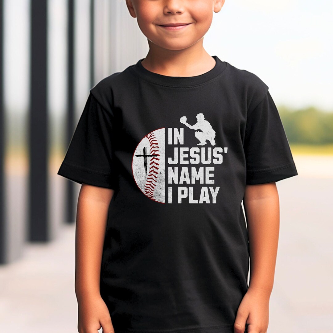 Baseball Player Gift Jesus Loves Me Shirt, in Jesus Name I Play ...