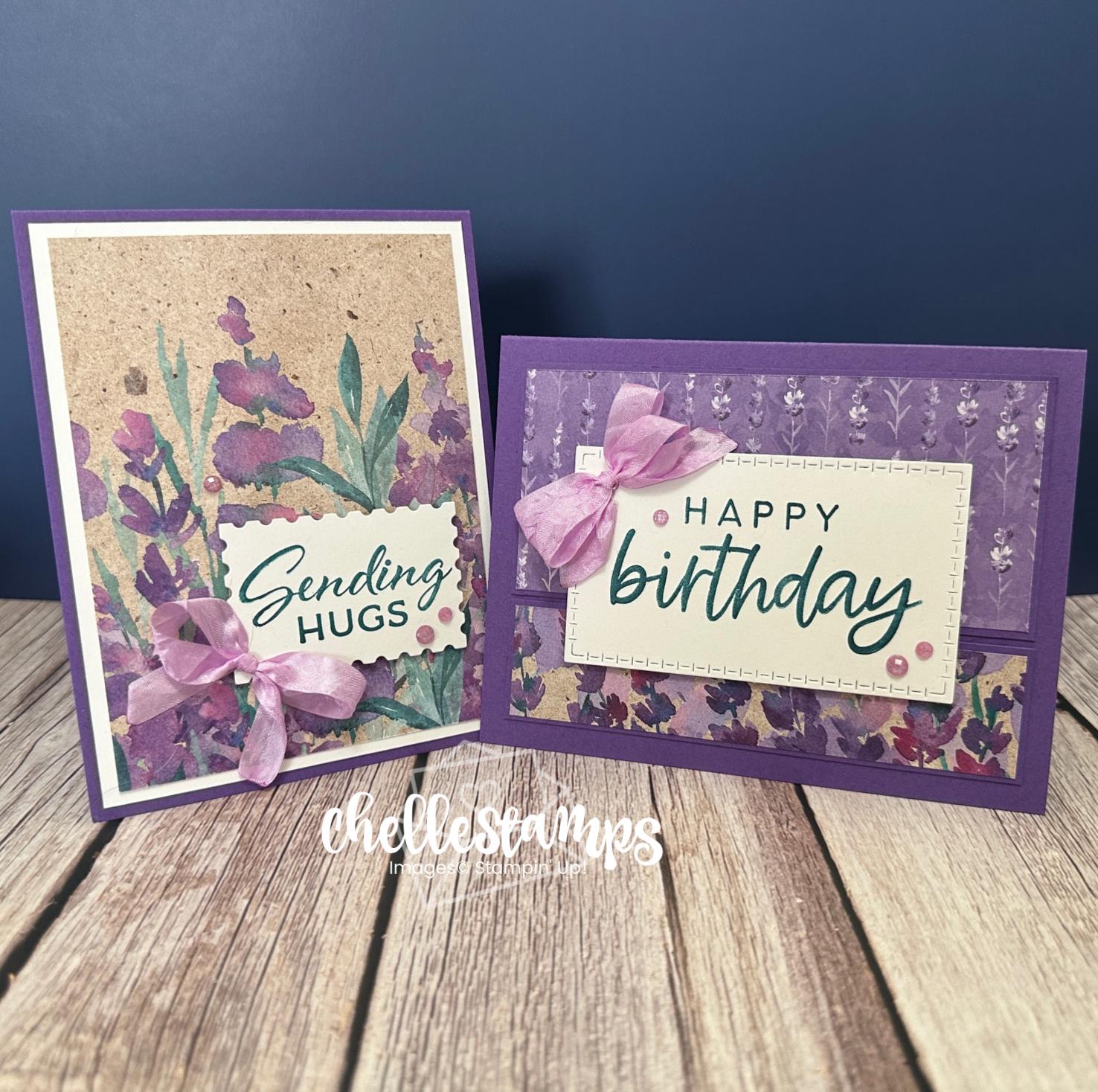 Handmade Lavender Floral Greeting Card Set: Stampin' Up! Friendship ...