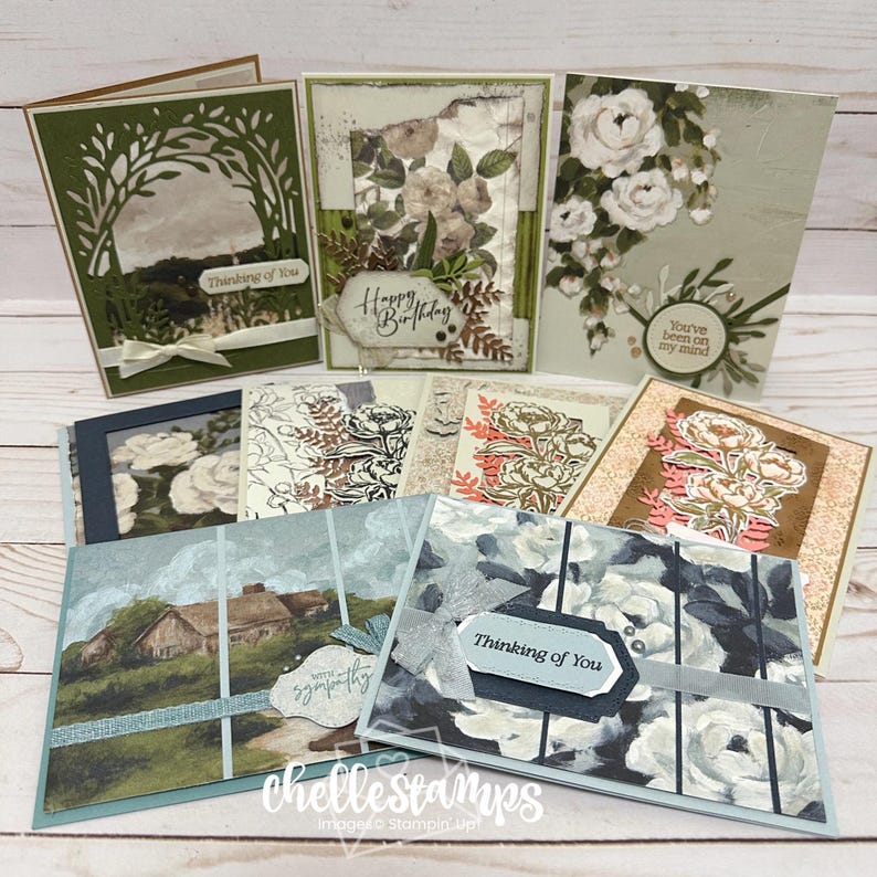 13 Handmade Eclectic Floral and Scenery Theme Greeting Cards: Birthday ...