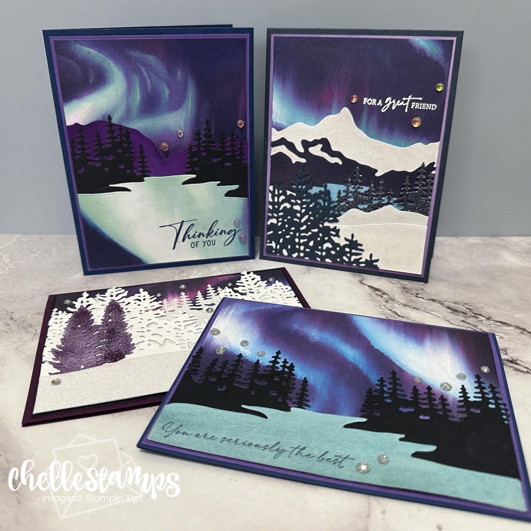 Handmade Stampin' Up! Lights of Aurora Greeting Cards Thinking of You ...