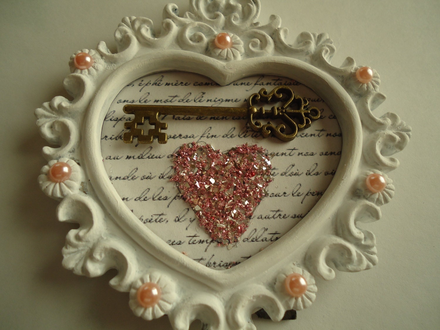 Key to My Heart Glitter Heart Picture Decor - Etsy