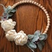 Wood Bead Wreath, Split Wood Ball Wreath, Farmhouse Wreath, Peonies and ...