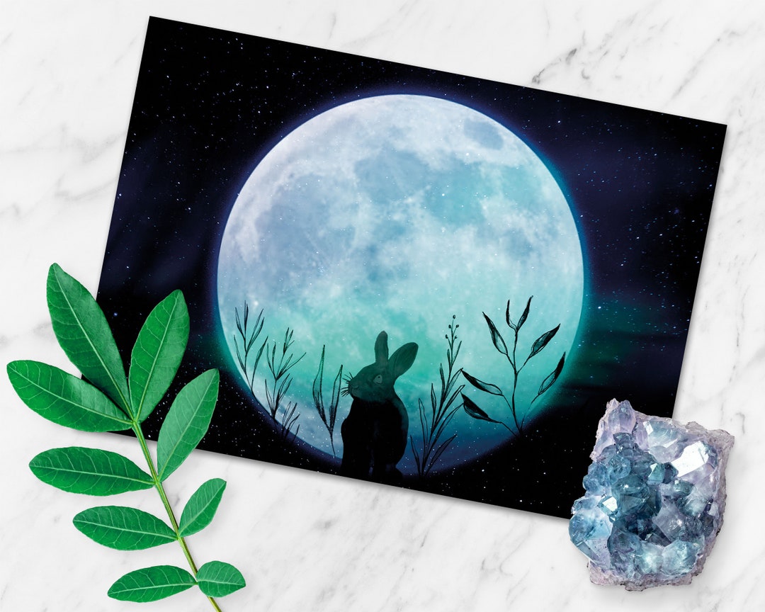 Postcard Moon Rabbit - Etsy