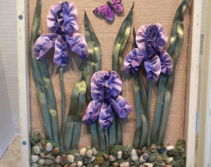 Ribbon Art Shadow Box Iris Floral Decorative Art - Etsy