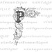 Elegant Letter P Digital Graphic Image Floral Design Illustration ...