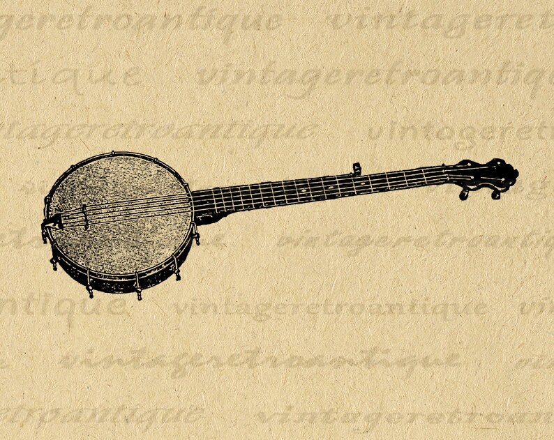 Digital Printable Banjo Image Antique Illustration Graphic Download ...