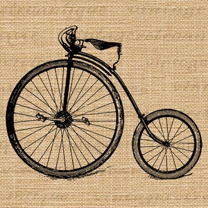Antique High Wheel Bicycle Printable Digital Download Illustration ...