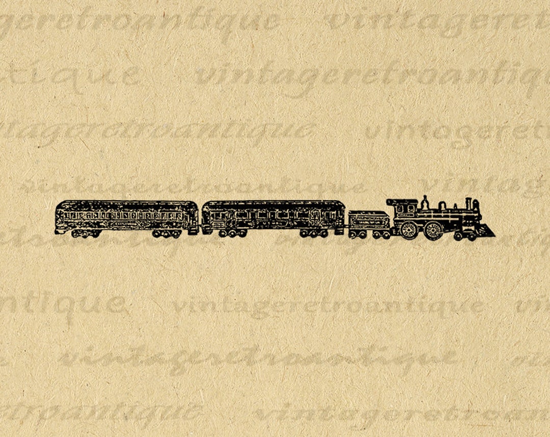 Printable Antique Train Locomotive Digital Image Graphic Instant ...