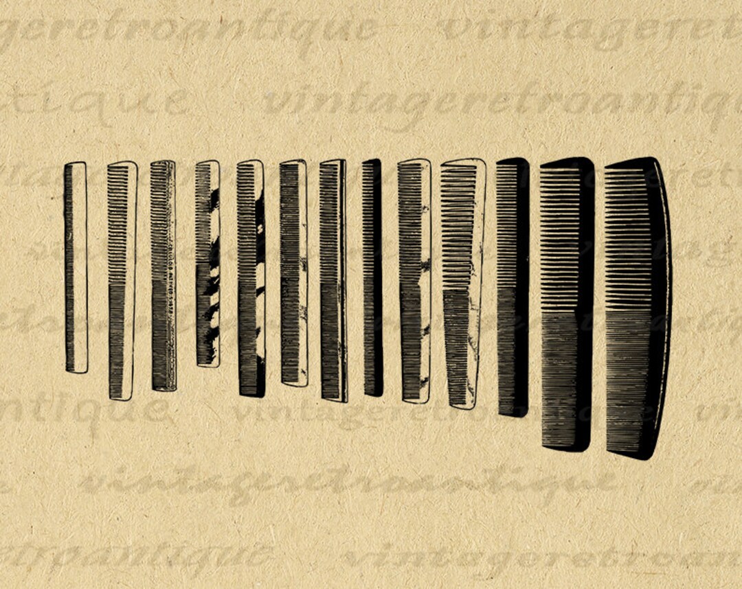 Set of Antique Combs Digital Image Download Hair Salon Barber ...