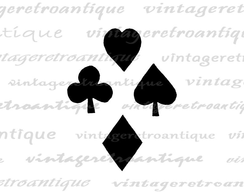 Digital Printable Poker Suits Graphic Heart Spade Diamond Club - Etsy