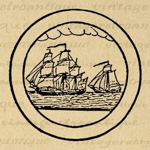 Antique Ships in Circle Design Digital Image Download Printable Graphic ...