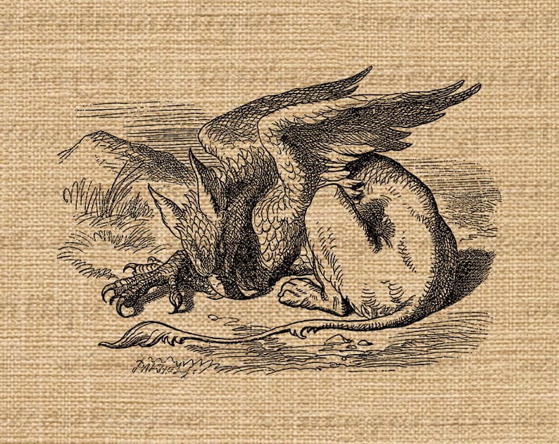 Printable Alice in Wonderland Gryphon Graphic Griffin Digital - Etsy
