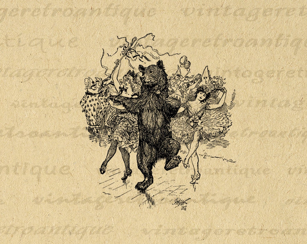 Digital Printable Dancing Bear Graphic Circus Artwork Instant Download ...