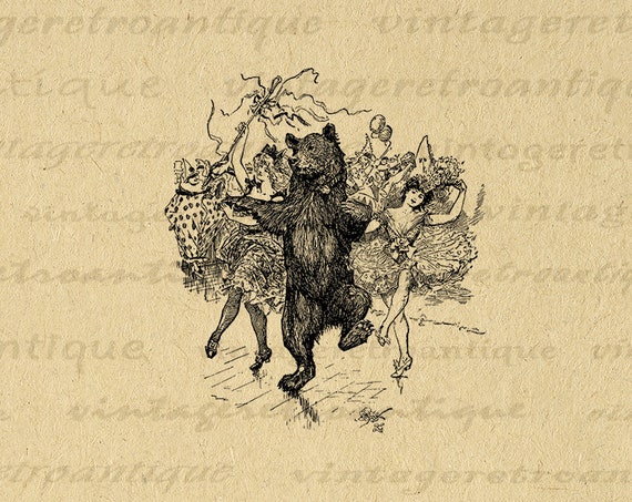 Digital Printable Dancing Bear Graphic Circus Artwork Instant - Etsy