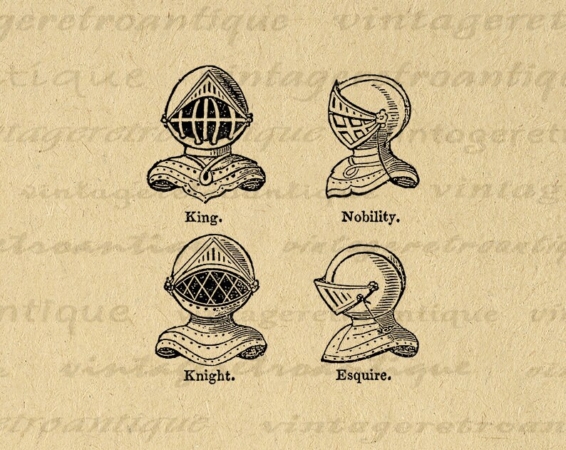 Digital Image Knight Helmets Download Medieval Armor Printable - Etsy