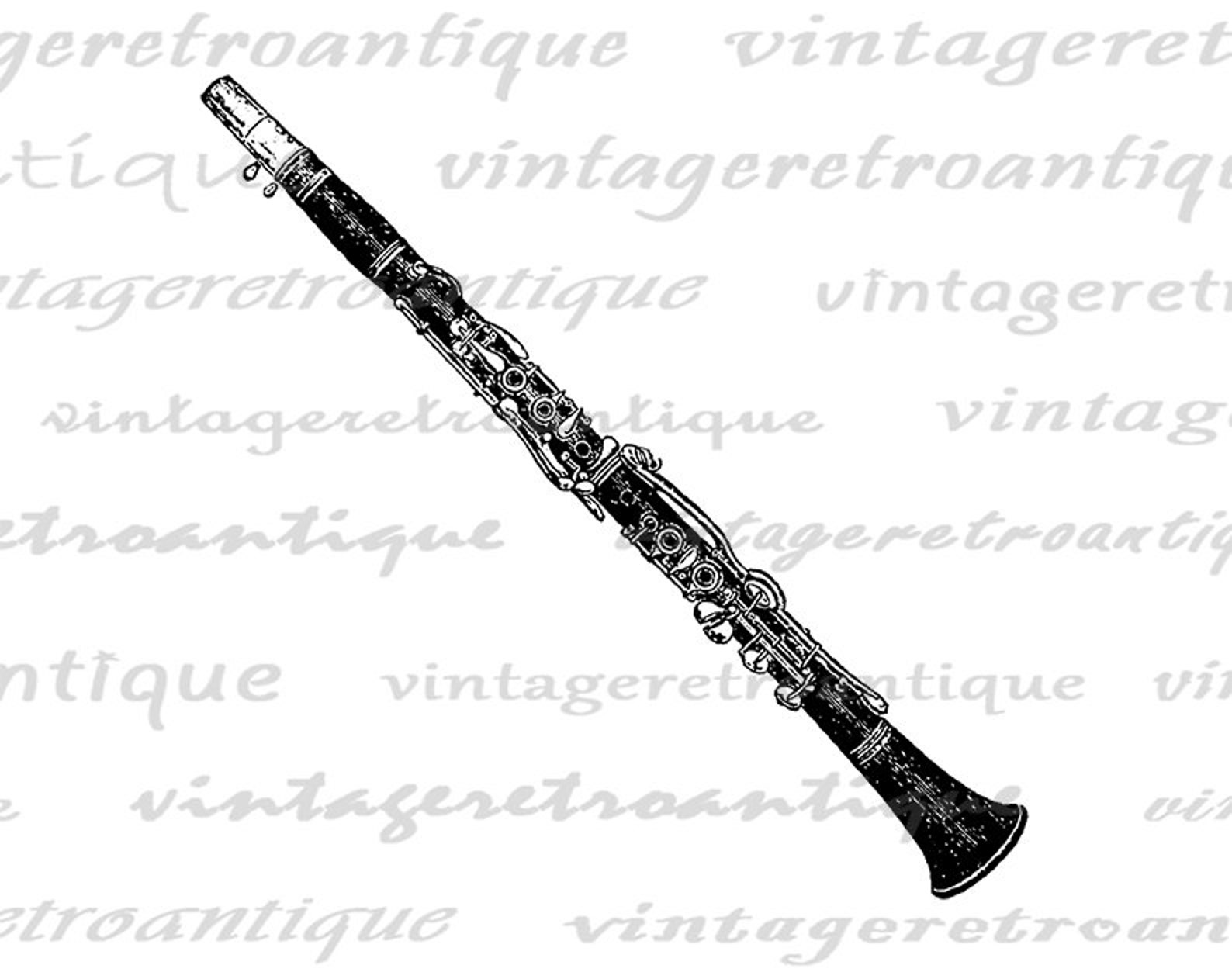 Printable Antique Clarinet Graphic Clarinet Digital Image - Etsy