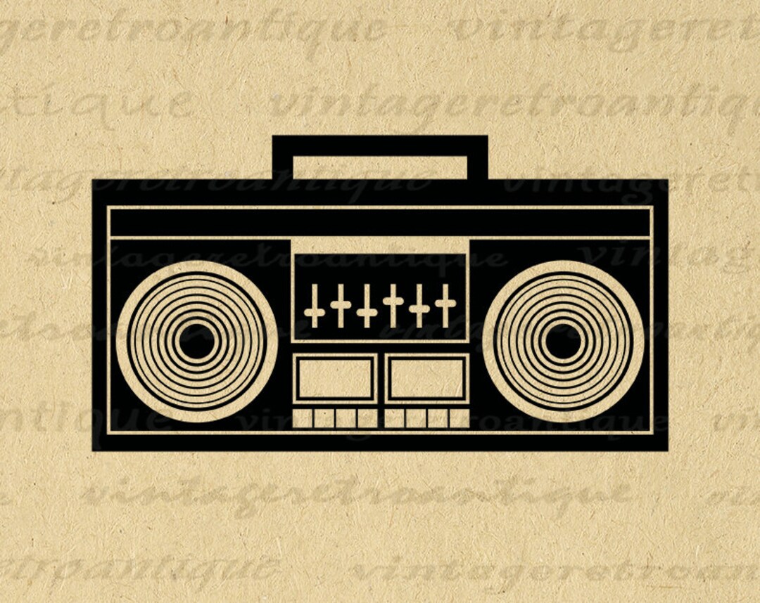 Printable Boombox Digital Image Download Radio Stereo Graphic Vintage ...