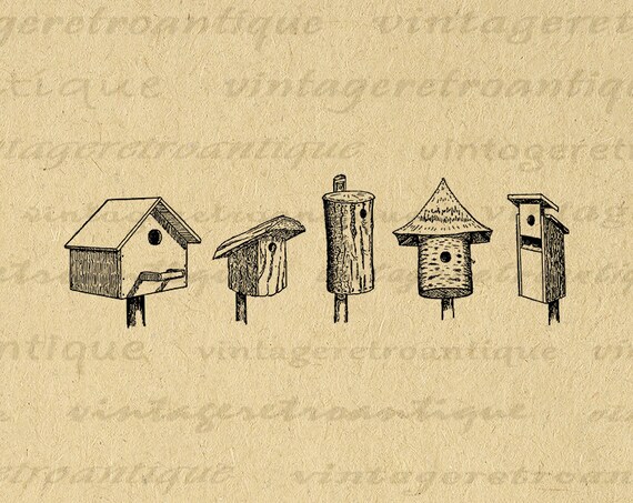 Printable Bird House Image Digital Collage Sheet Art Download - Etsy