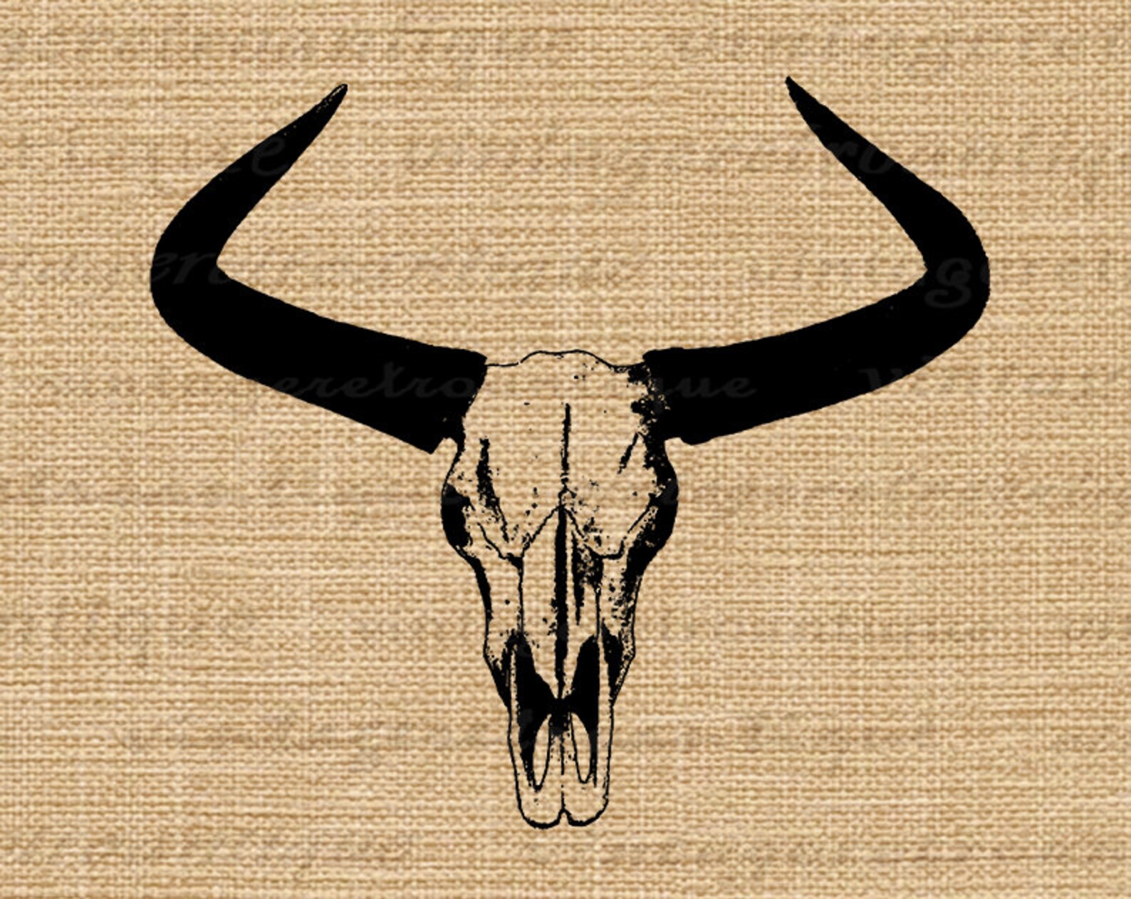 Western Horns Graphic Digital Printable Cow Skull Download - Etsy