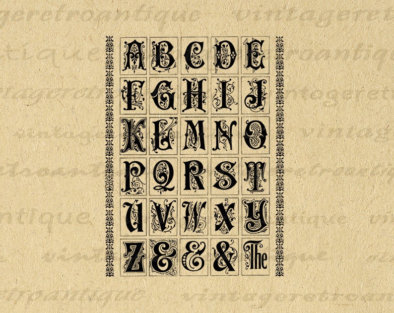 Digital Embellished Alphabet Graphic Image Medieval Script - Etsy