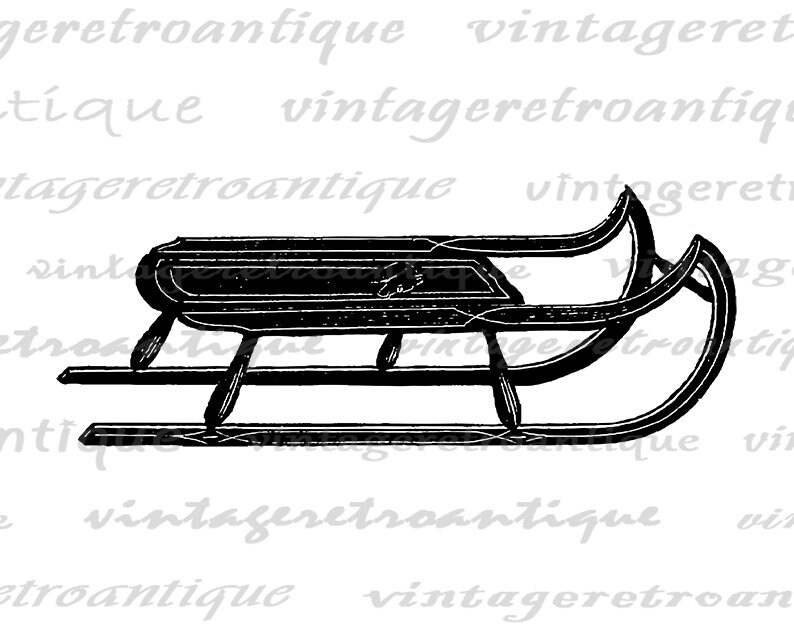 Printable Digital Antique Sled Image Winter Snow Download Illustration ...