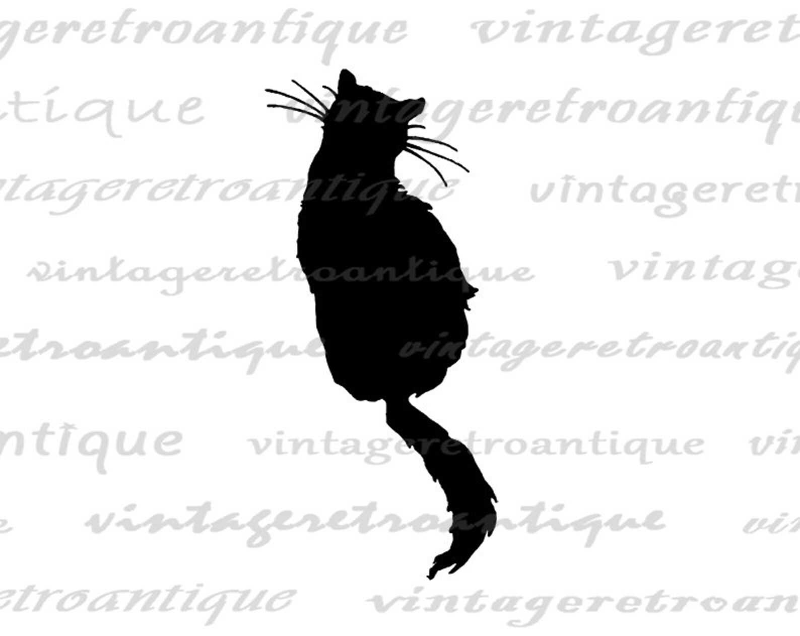 Printable Cat Silhouette Graphic Cat Digital Image Animal Artwork ...