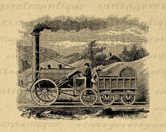 Printable Graphic Old Locomotive Image Antique Train Download | Etsy