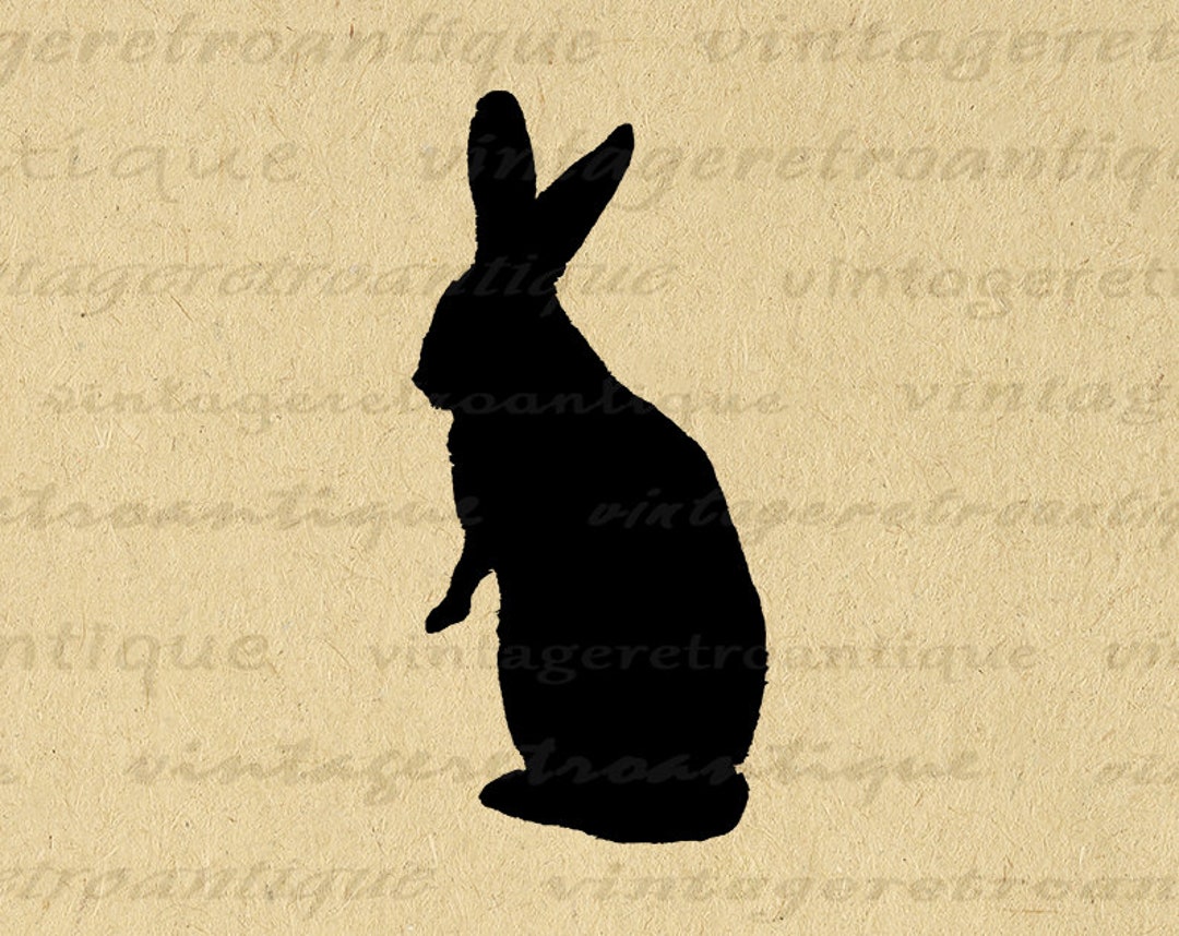Rabbit Silhouette Digital Printable Graphic Bunny Shape Illustration ...
