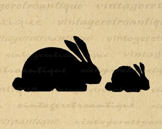 Digital Printable Rabbits Silhouette Graphic Rabbits Image - Etsy