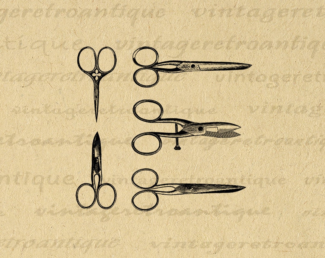 Printable Digital Scissors and Shears Collage Sheet Graphic Salon ...
