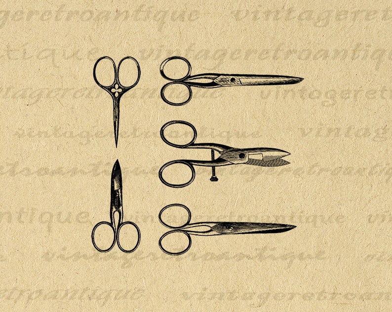 Printable Digital Scissors and Shears Collage Sheet Graphic - Etsy