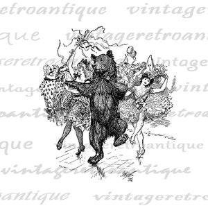 Digital Printable Dancing Bear Graphic Circus Artwork Instant Download ...