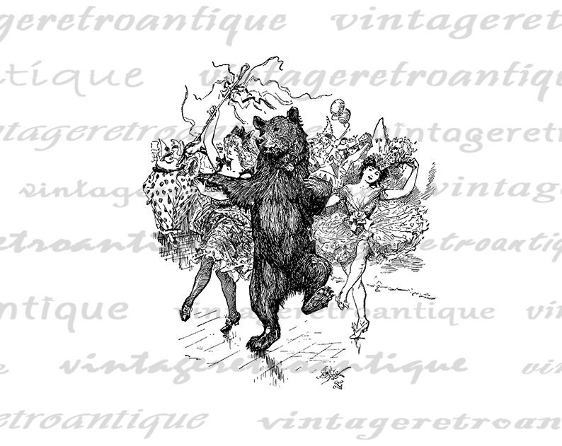 Digital Printable Dancing Bear Graphic Circus Artwork Instant - Etsy