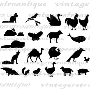 Animal Silhouettes Collage Sheet Digital Graphic Artwork Printable ...