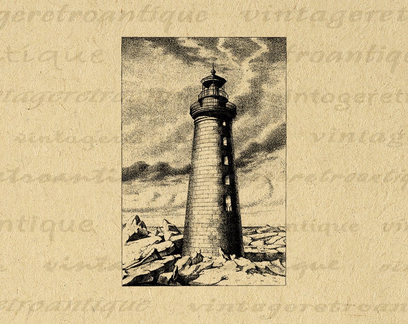 Lighthouse Printable Graphic Digital Download Illustration - Etsy