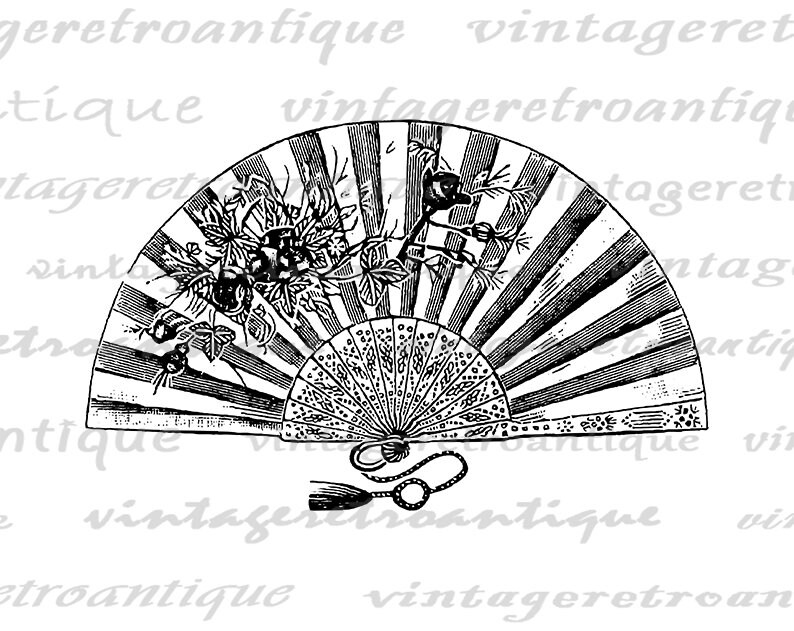 Printable Image Chinese Fan Download Oriental Style Fan - Etsy