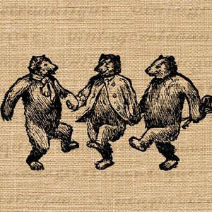 Three Bears Printable Bear Digital Image Music Violin Graphic ...